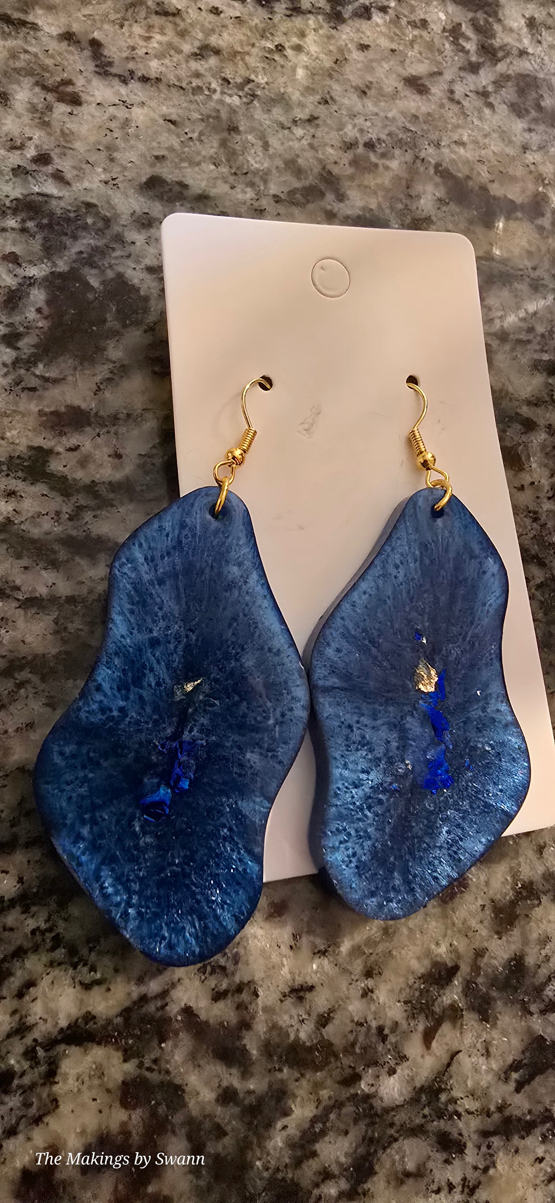 Irregular shaped ocean blue earrings – The Makings by Swann
